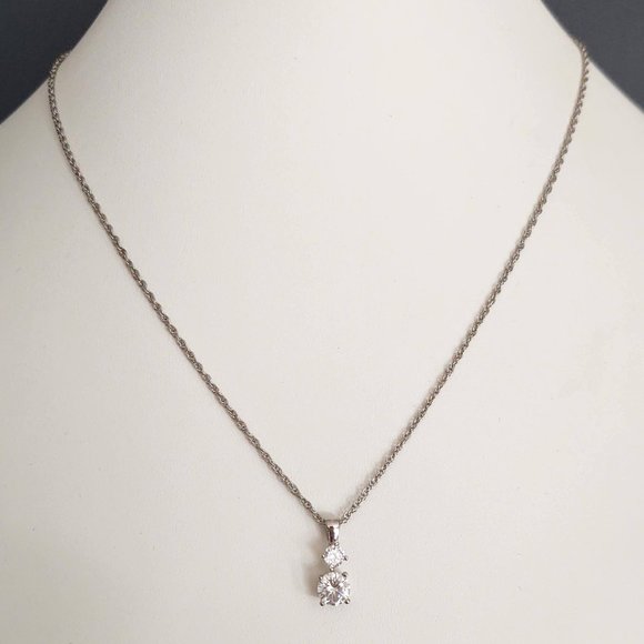 Jewelry | 2 Stone Faux Diamond Drop Necklace | Poshmark